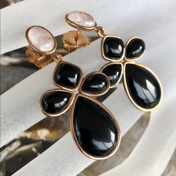 Dallas Prince | Jewelry | Dallas Prince 75 Onyx Rose Quartz Earrings ...